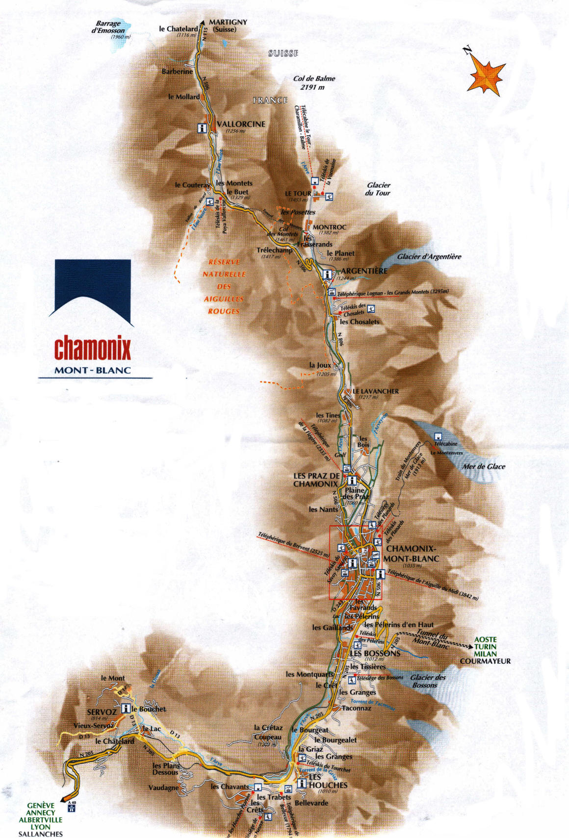 Chamonix Valley Maps - Road Maps in Chamonix, Mountain Maps